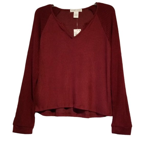 Planet Gold | Sweaters | Planet Gold Burgundy Zinfandel Heather Vneck ...